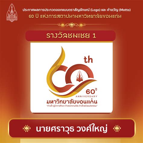 มข ประกาศผลการประกวดการออกแบบตราสัญญลักษณ์ และ คำขวัญ เนื่องในโอกาส 60