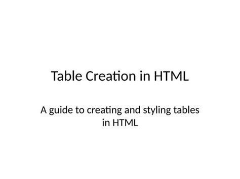 table creation in html using tag ppt