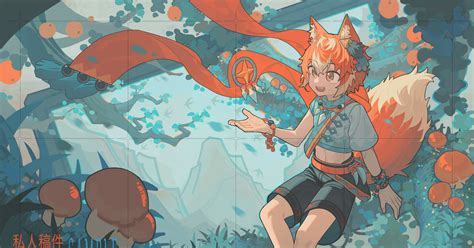 少年 创造画境的小狐狸 虹米yucdのイラスト Pixiv
