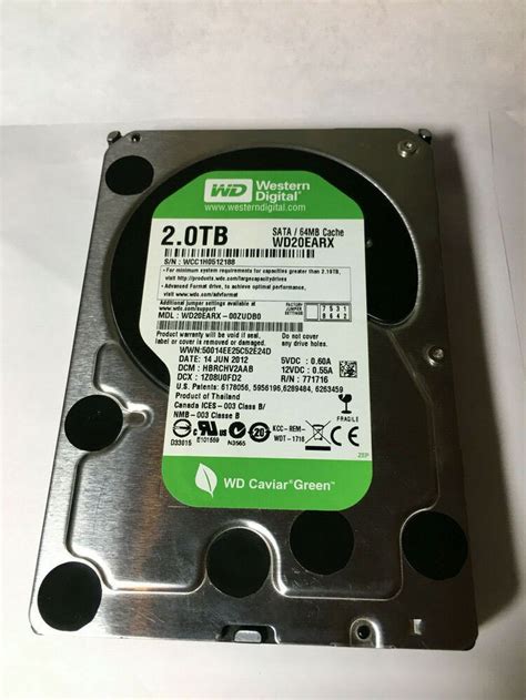 WESTERN DIGITAL WD20EARX-00ZUDB0 2TB SATA HARD DRIVE DCM:HBRCHV2AAB ...