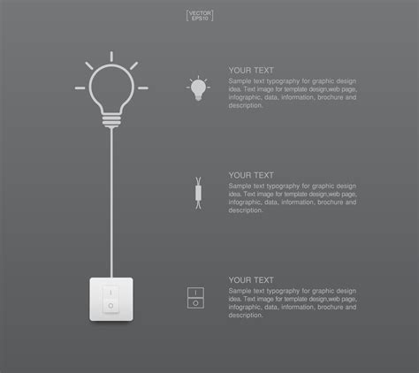 Abstract Light Bulb And Light Switch On Gray Background Lamp And Switch With Area For Text