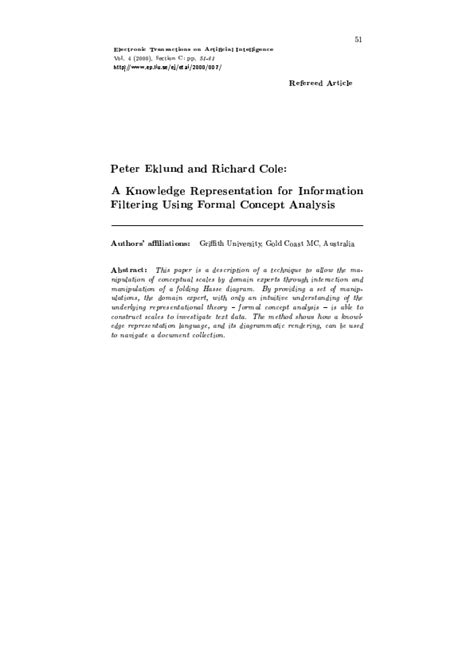 Pdf A Knowledge Representation For Information Filtering Using Formal