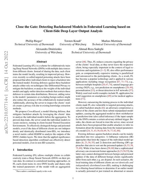 Close The Gate Detecting Backdoored Models In Federated Learning Based