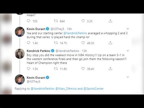 Kevin Durant And Kendrick Perkins Twitter Battle Youtube