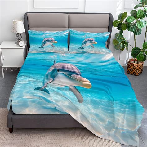 Underwater Creatures Dolphin Bed Sheet Animals Dolphin