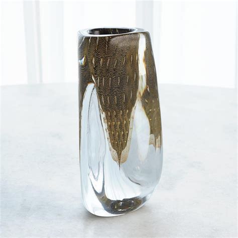Triangular Bubbled Gold Vase
