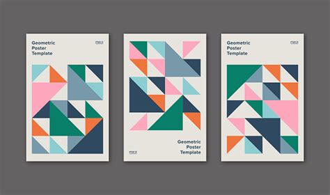 Poster Set Design Template With Geometric Triangle Graphics Alex System Ipsumco Series Stock