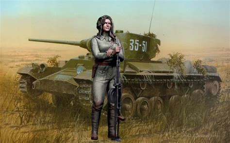 1 16 Resin Model Kit Soviet Army Beautiful Girl Tanker Ww2 Pin Up Unpa