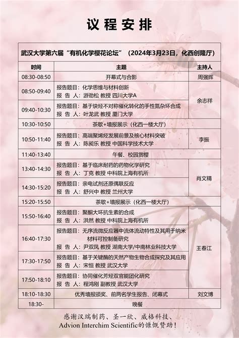 20240323 武汉大学第六届“有机化学樱花论坛”成功举办！ 课题组新闻 周强辉课题组