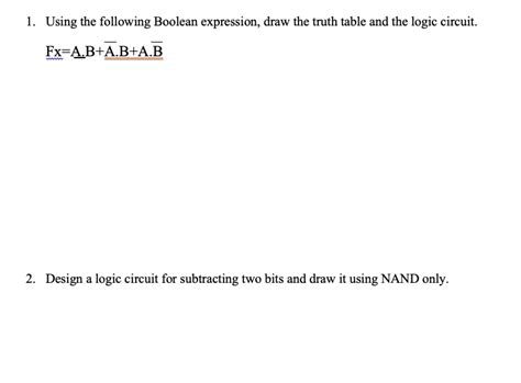Solved Using The Following Boolean Expression Draw The Truth Table