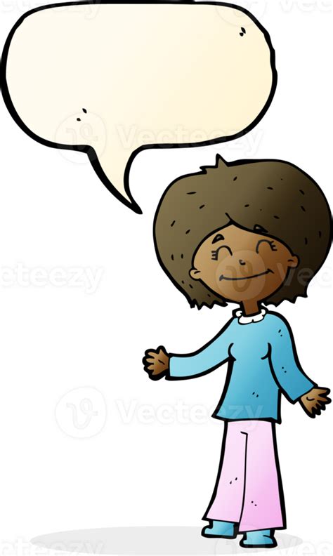 Cartoon Happy Woman With Speech Bubble 45264446 Png