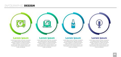 비닐 디스크 노트북 음악 맥주병 및 마이크가 있는 비닐 플레이어를 설정합니다 비즈니스 인포 그래픽 템플릿 벡터 Dj에 대한 스톡 벡터 아트 및 기타 이미지 Istock
