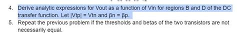 4 derive analytic expressions for vout as a function