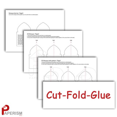 3d Hanging Mosque Papercraft Printable Ramadan Decoration Svg Paper