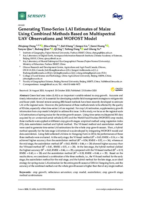 Pdf Generating Time Series Lai Estimates Of Maize Using Combined