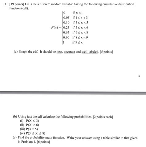 Solved 19 Points Let X Be A Discrete Random Variable