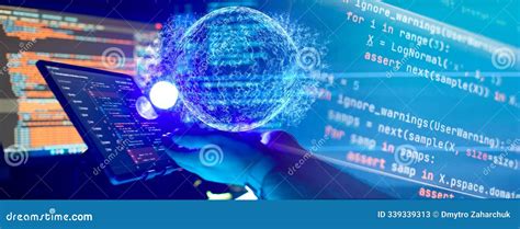 Monitor Closeup Of Function Source Code Abstract It Technology Background Stock Illustration