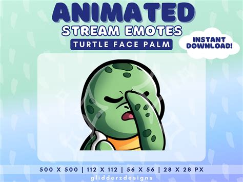 Turtle Face Palm Animated Emote Sea Turtle Animated Face Palm Emote