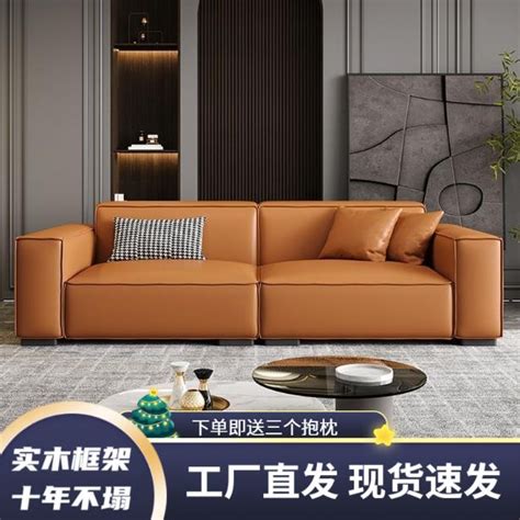 小戶型科技布意式極簡客廳三四人位直排布藝方塊模塊豆腐塊沙發yc6666888 蝦皮購物