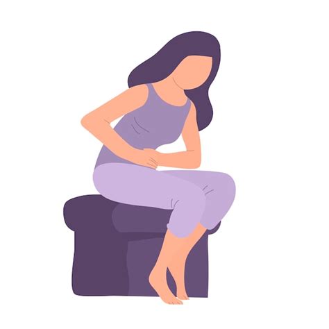 Une Jeune Femme Souffre De Douleurs Abdominales Vecteur Premium