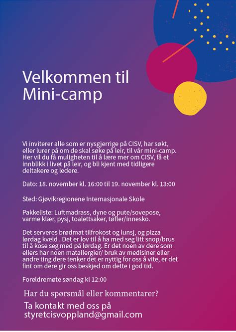 Velkommen Til Mini Camp Cisv Oppland