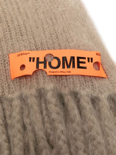 Off White Logo Patch Blanket Neutrals Farfetch