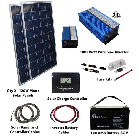 240 WATT SOLAR KIT 1000 WATT PURE SINE INVERTER OFF GRID