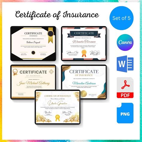Certificate Of Insurance Template Printable Pdf Word