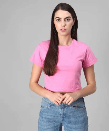 Cotton Half Sleeve Girl Crop Top Solid Pink At Rs 135 Piece In New