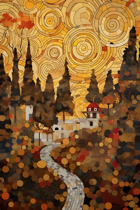 Incredible Gustav Klimt Inspired Landscapes In 5k Set Of 5 Print On