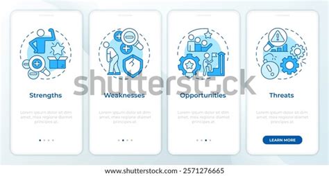 Swot Strategy Blue Onboardingmobile App Screen Stock Vector Royalty