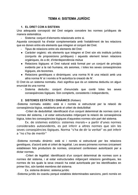 Teoria Del Dret Tema 4 Tema 4 Sistema JurÍdic 1 El Dret Com A