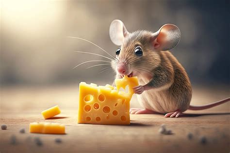 Premium Photo Caught Cute Mouse Eating Cheese In Trap On Light