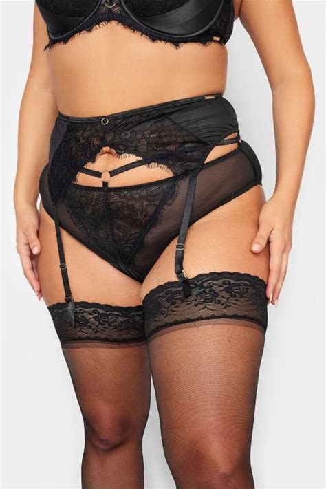 Yours Black Boudoir Lace Brazilian Knickers Yours Clothing