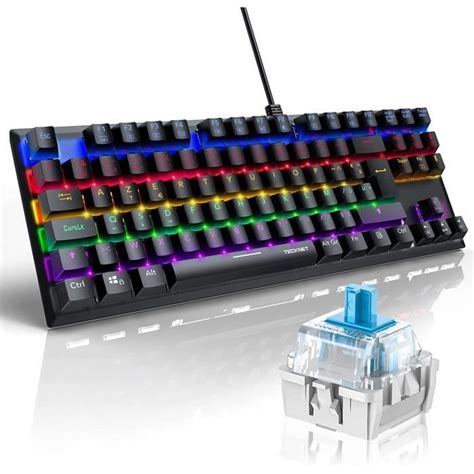Clavier Gamer Mécanique Clavier Gaming Azerty Bleu Switches 88