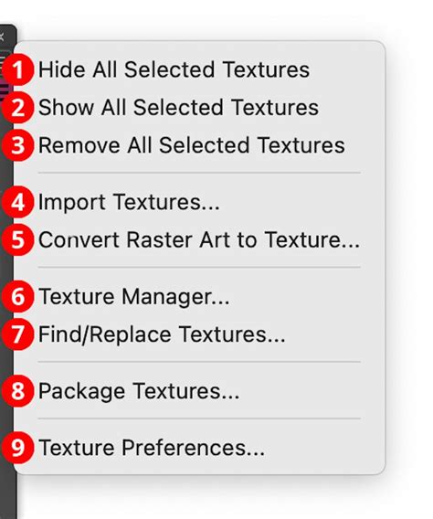 Texture Panel Flyout Menu Astute Graphics Documentation