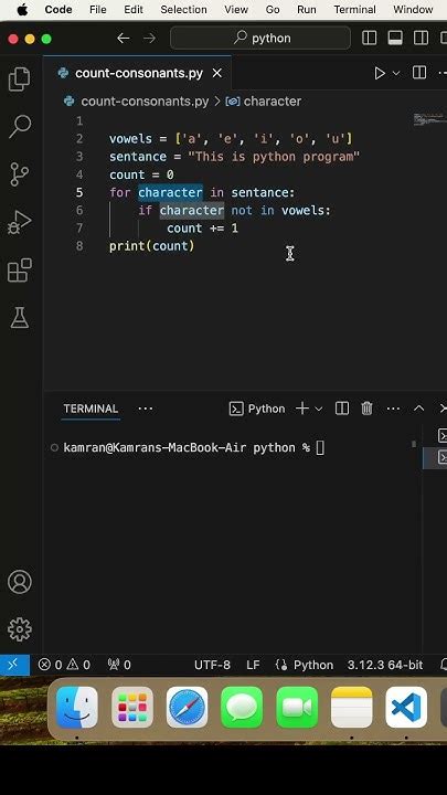 Count Consonants In Python Python Programming Youtube