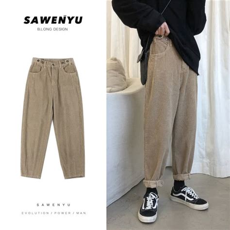 Wiaofellas Autumn Winter Fashion Corduroy Pants Men Vintage Japanese