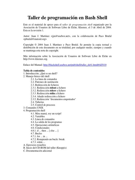 Manual De Programación En Bash Shell Pdf Proceso Computación Archivo De Computadora