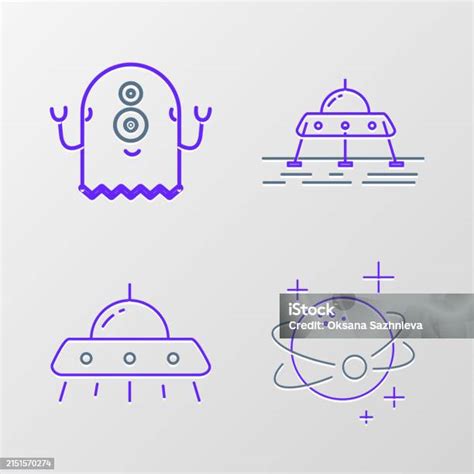 행성 Ufo 비행 우주선 화성 탐사선 및 외계인 아이콘을 설정합니다 벡터 과학에 대한 스톡 벡터 아트 및 기타 이미지 과학