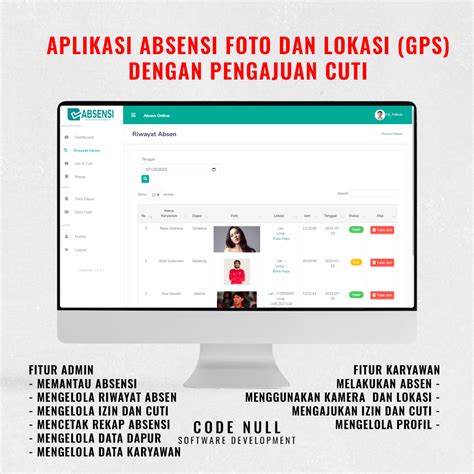 Jual Aplikasi Absensi Foto Dan Lokasi Dengan Pengajuan Cuti Shopee