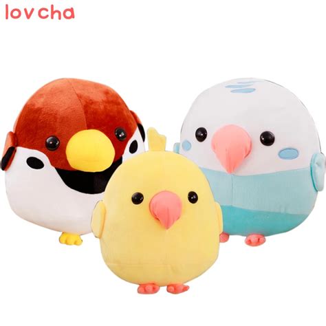 Lovhca 30cm Kawaii Stuffed Plush Parrot Sparrow Toy Little Cute Bird