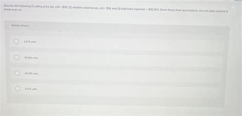 Solved Assume The Following D Seiling Price Per Unit