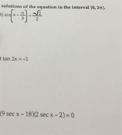 solved solution of the equation in the interval [0 2 pi