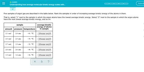 Solved O Gases Understanding How Average Molecular Kinetic