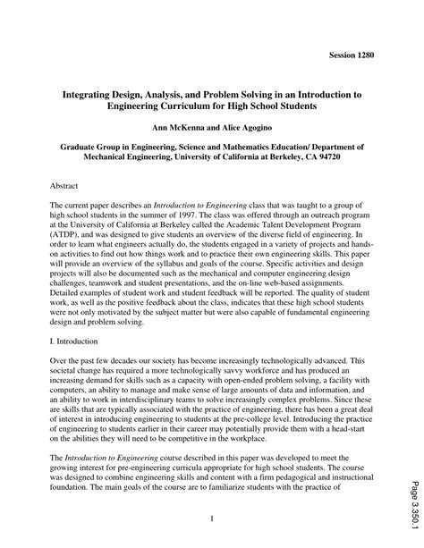 Pdf Integrating Design Analysis And Problem Solving In An