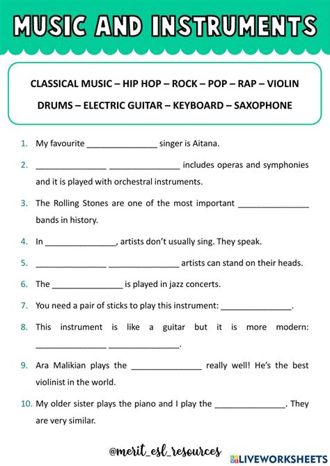 Musical Instruments Online Activity For Elementary You Can Do The