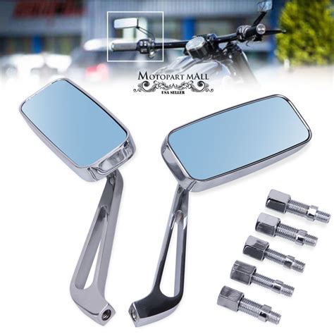 Motorcycle 8 10mm Rectangle Rearview Side Mirrors For Harley Sportster