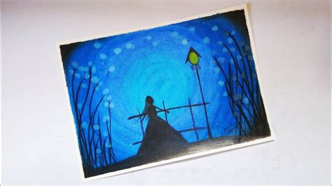 How To Draw A Beautiful Moonlight Scenery With Oil Pastel Drawing