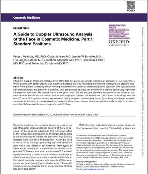 A Guide To Doppler Ultrasound Analysis Of The Face In Cosmetic Medicine Part Standard Positions